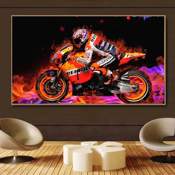 Abstract-Cool-Motorcycle-Canvas-Painting-Motorcycle-Racing-Pictures ...