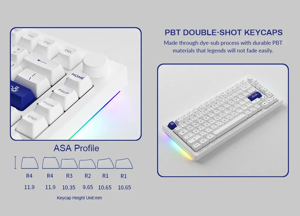 Akko 5075B Plus V2 Blue on White 75% 핫 스왑 가능 RGB 사용자 정의 기계 게임 키보드 2 ...