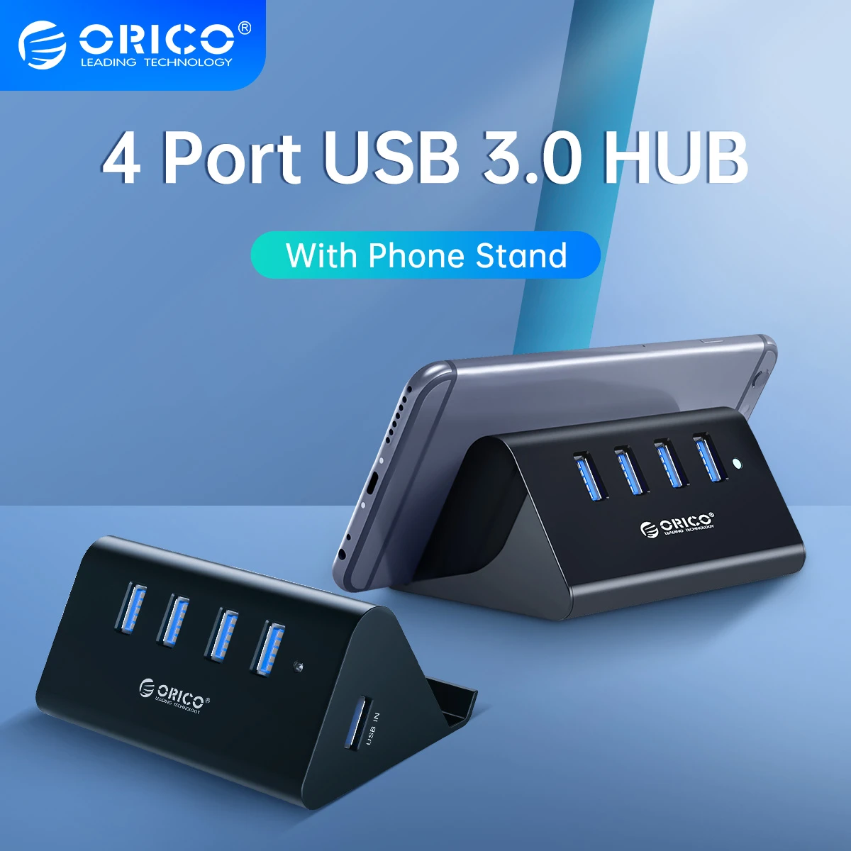 Orico 5gbps High Speed Mini 4 Ports Usb3.0 Hub Splitter For Desktop Laptop With Stand Holder For ...