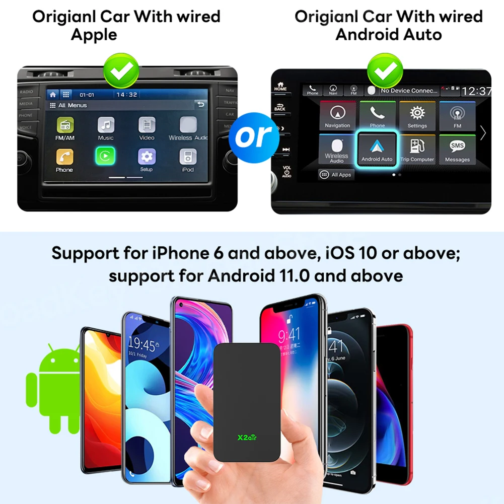 CarlinKit 5.0 2air Wired to Wireless Android Auto Box Wireless CarPlay ...