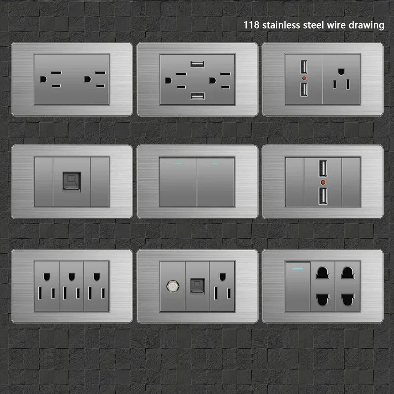 American-Standard-Wall-Light-Switch-Power-Socket-Universal-Plug-with ...