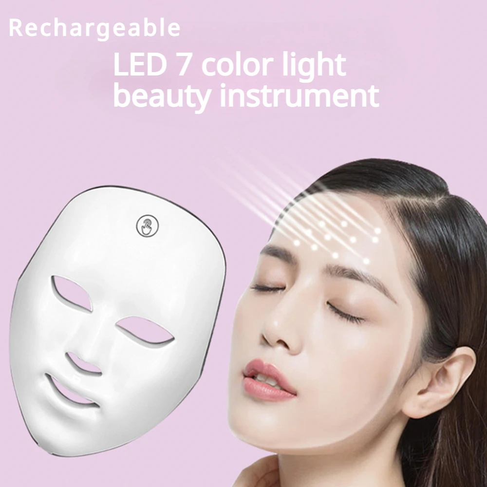 7-Colours-LED-Light-Mask-Rechargeable-LED-Mask-Skin-Care-Home-Use-Red ...