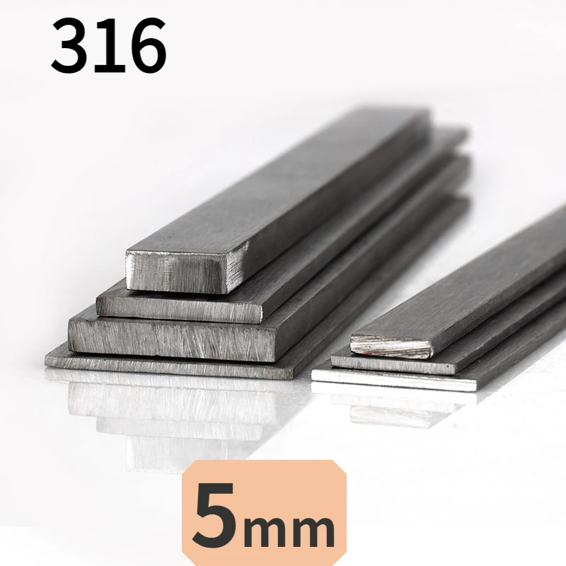 316 스테인레스 스틸 바 플레이트 로브 두께 5mm 너비, 10mm, 15mm, 20mm, 25mm, 30mm, 40mm, 50mm, 60mm, 80mm 길이, 100mm ...