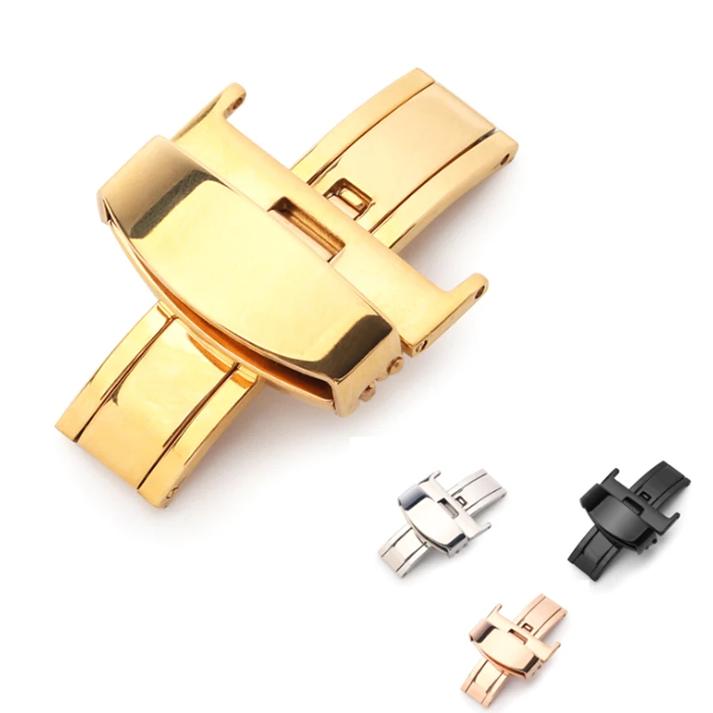 18mm-20mm-22mm-Stainless-Steel-Solid-Double-Push-Button-Fold-Watch ...