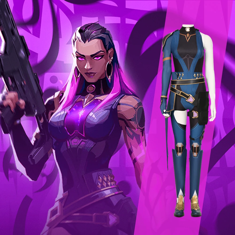 Valorant-Reyna-Disfraz-de-Cosplay-para-mujer-adulta-traje-azul-de-alta ...