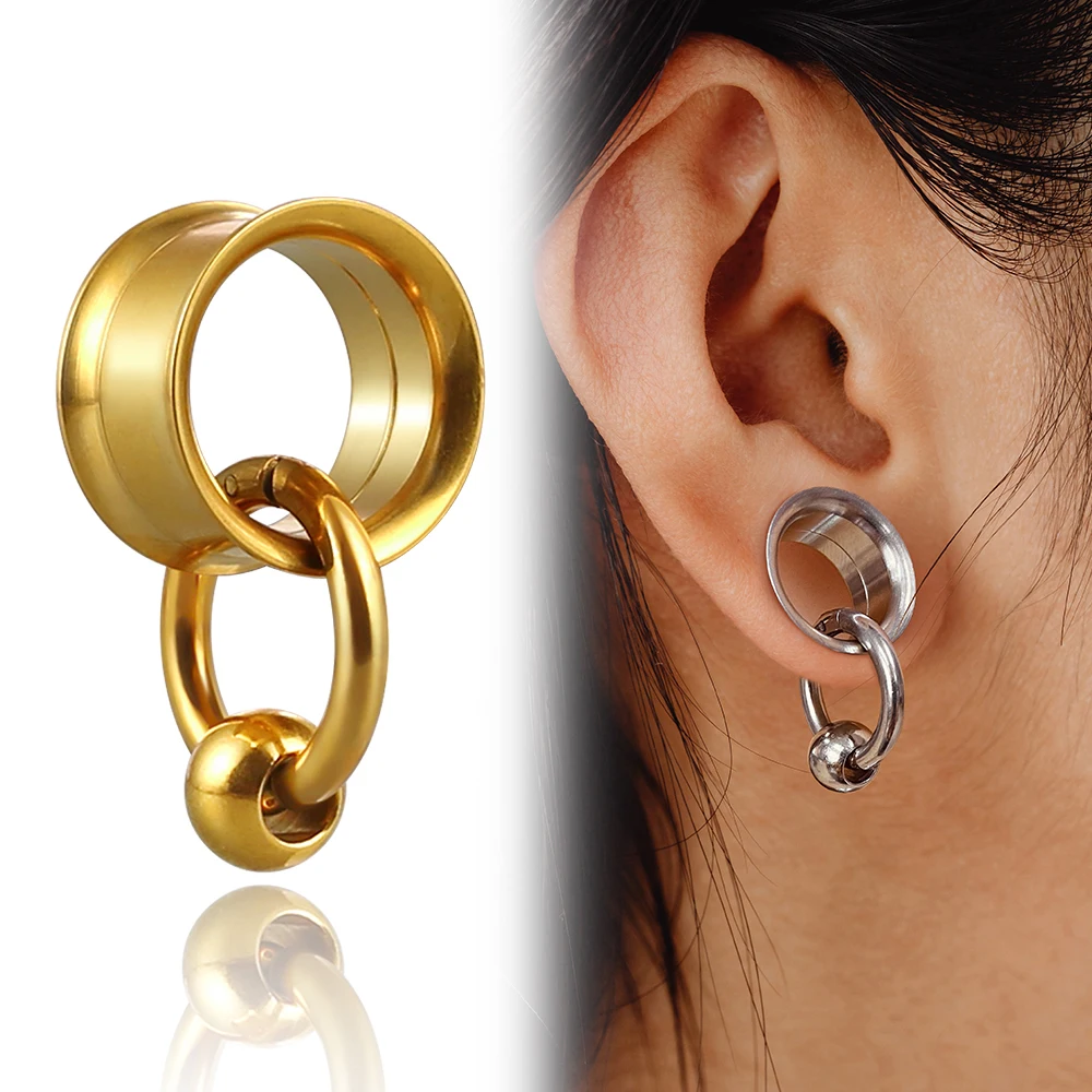 Giga-2PCS-316-Surgical-Stainless-Steel-Ear-Plugs-Tunnels-Gauges-Dangle ...