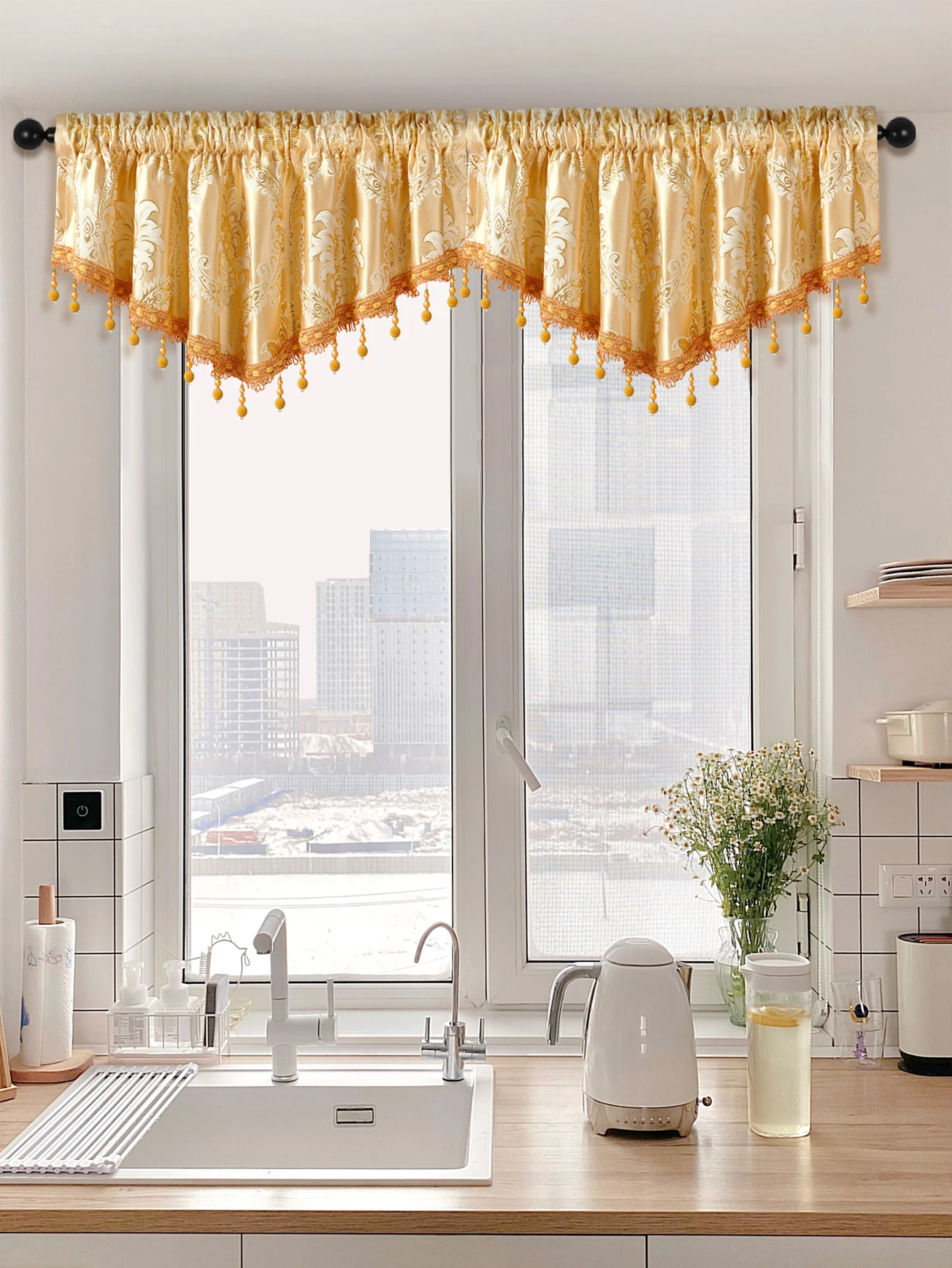 1-PC-European-Luxury-Style-Valance-Rod-Pocket-V-shaped-Window-Curtain ...