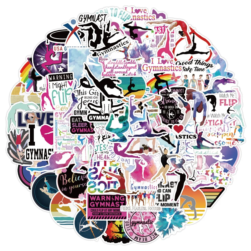 50-100Pcs-New-Gymnastics-Art-Sports-Graffiti-Stickers-Luggage-Laptop ...