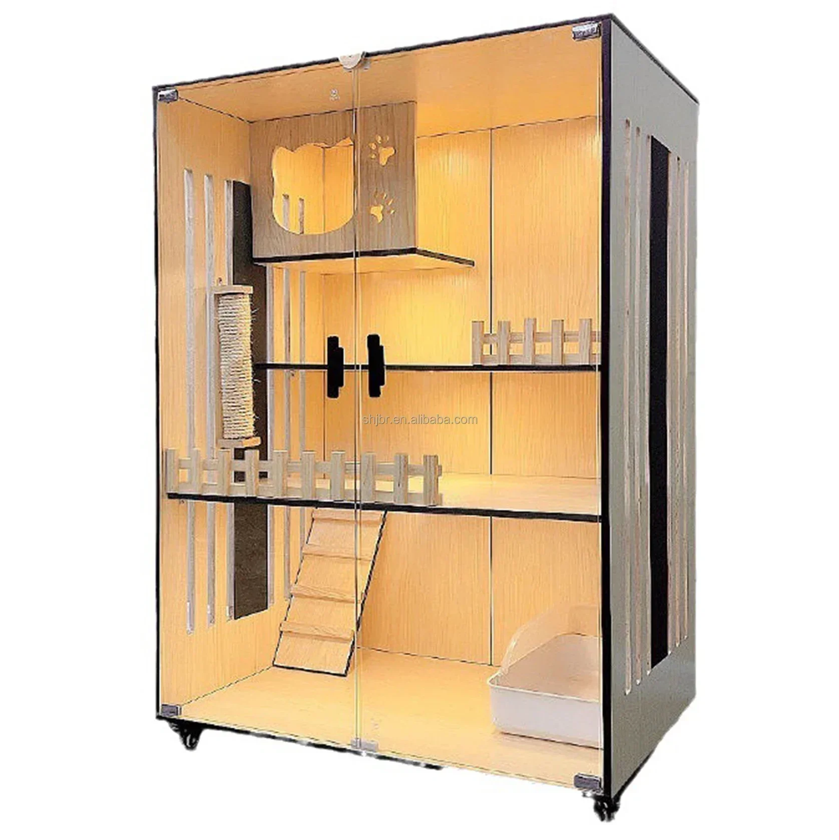 Solid-Wood-Cat-Cage-Indoor-Two-layer-Cat-Cabinet-Kitten-Nest-Kitten ...