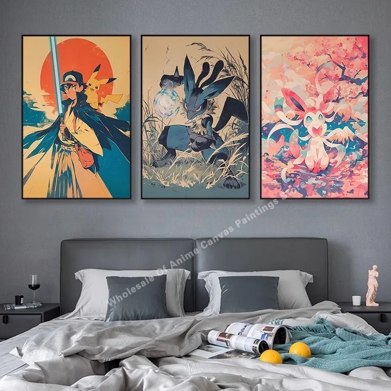Decorations Pikachu Hanging Paintings Children's Room Cartoon Anime ...