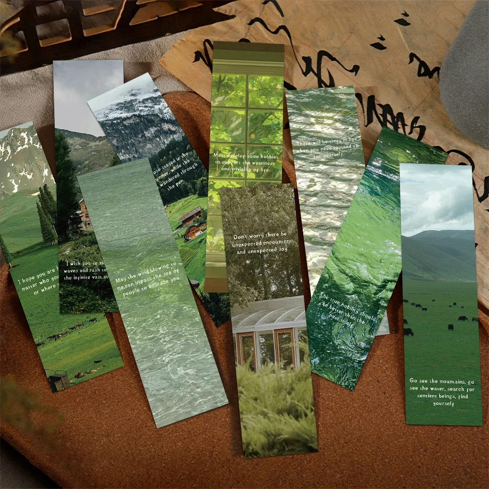 30pcs-fresh-green-landscape-bookmarks-reading-pages-books-labeling ...