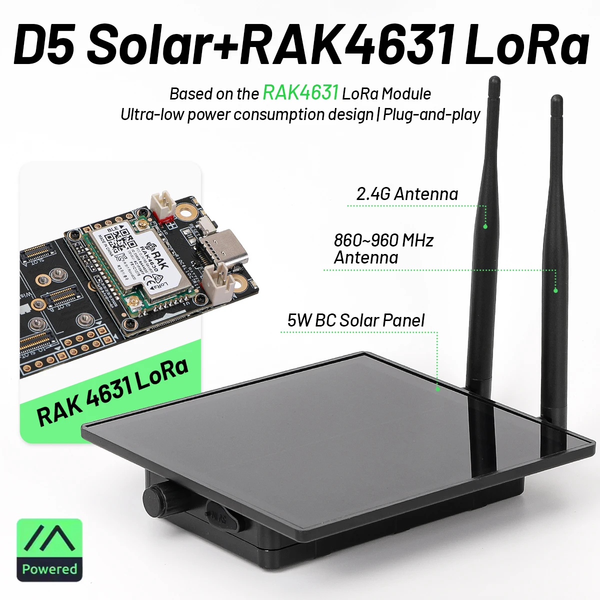 Dispositivo meshtastico solar d5 com módulo sem fio rak wisblock ...