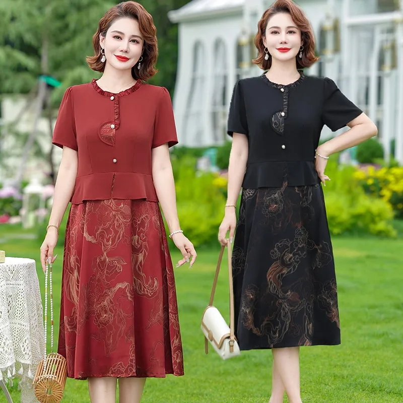 Fake-Two-Piece-Dress-Chiffon-Dress-Female-Summer-Fashion-Slim-Silk ...