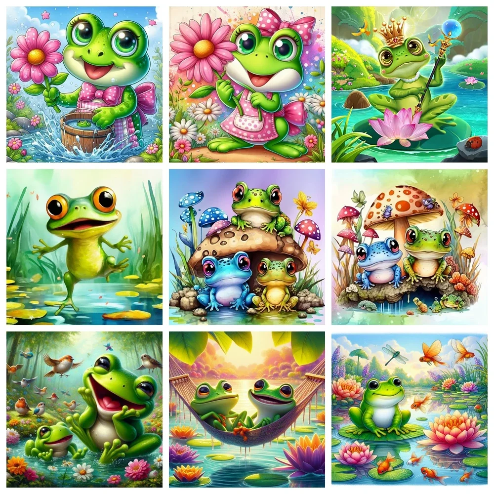 5D DIY Diamond Cute Funny Frogs Painting Mosaic Kits Watercolor Crown ...