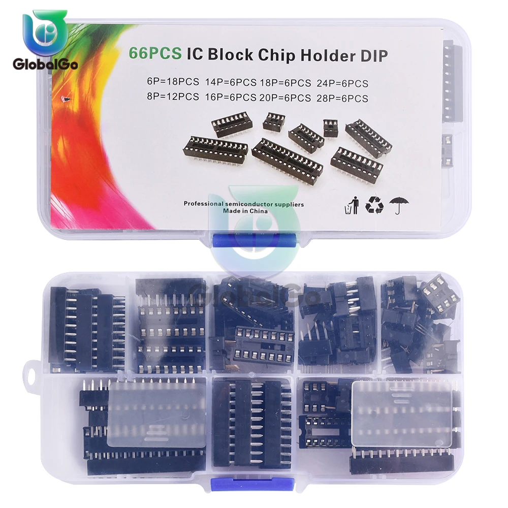 66PCS-Lot-DIP-IC-Sockets-Adaptor-Solder-Type-Socket-Kit-DIP6-DIP8-DIP14 ...