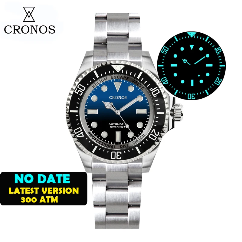 Cronos Automatic Diving Watch Stainless Steel 2000 Meters Water ...