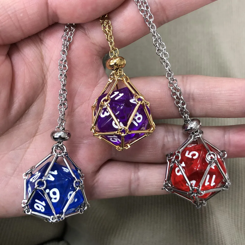 Collar-de-jaula-de-red-de-Metal-con-dados-de-acr-lico-20D-colgante ...