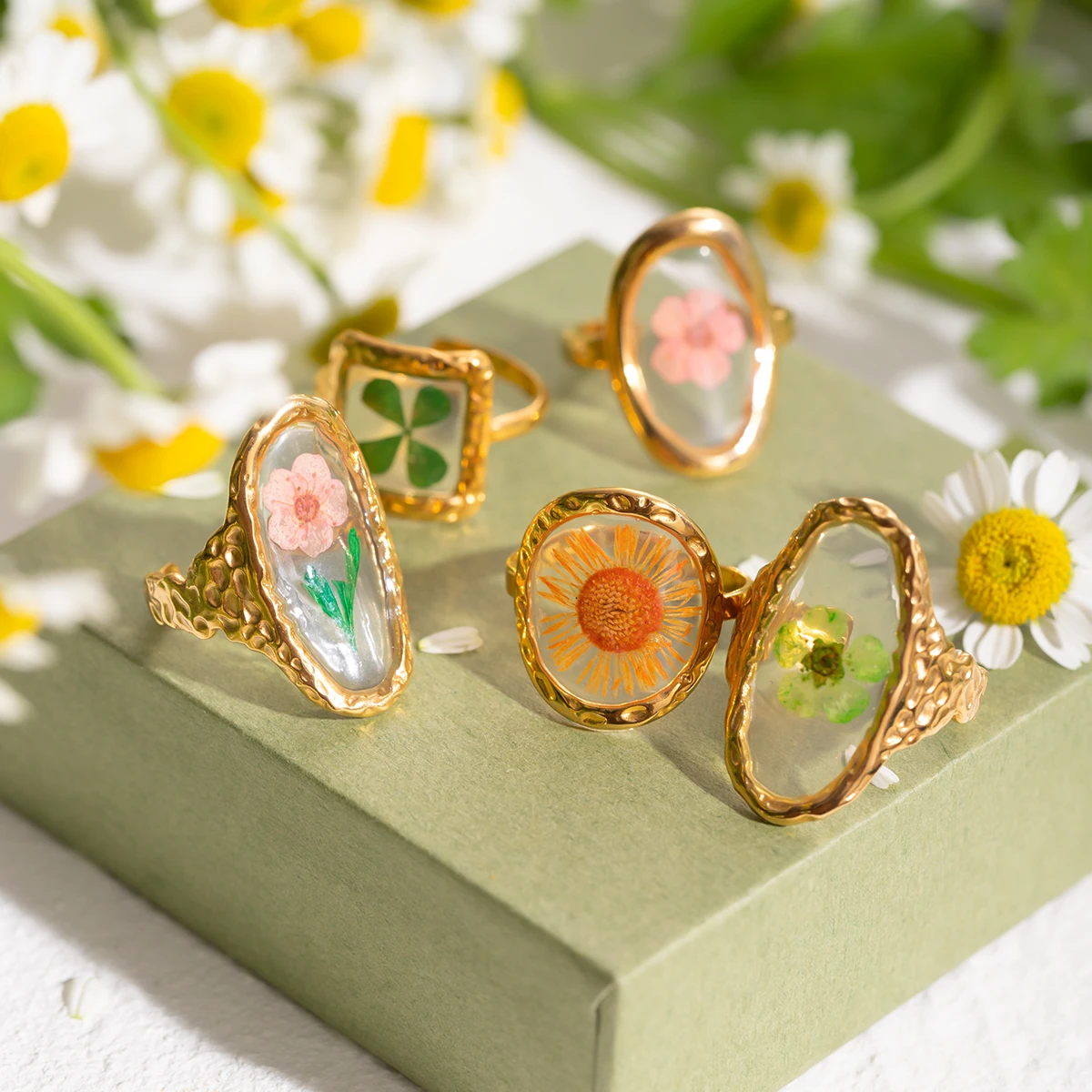 Bague-ouverte-de-fleur-s-che-polygonale-plaqu-e-or-18-carats-pour-femme ...