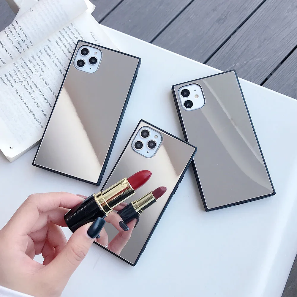 Luxury Square Make Up Mirror Phone Case For iPhone 11 12 Pro Max 13 14 ...