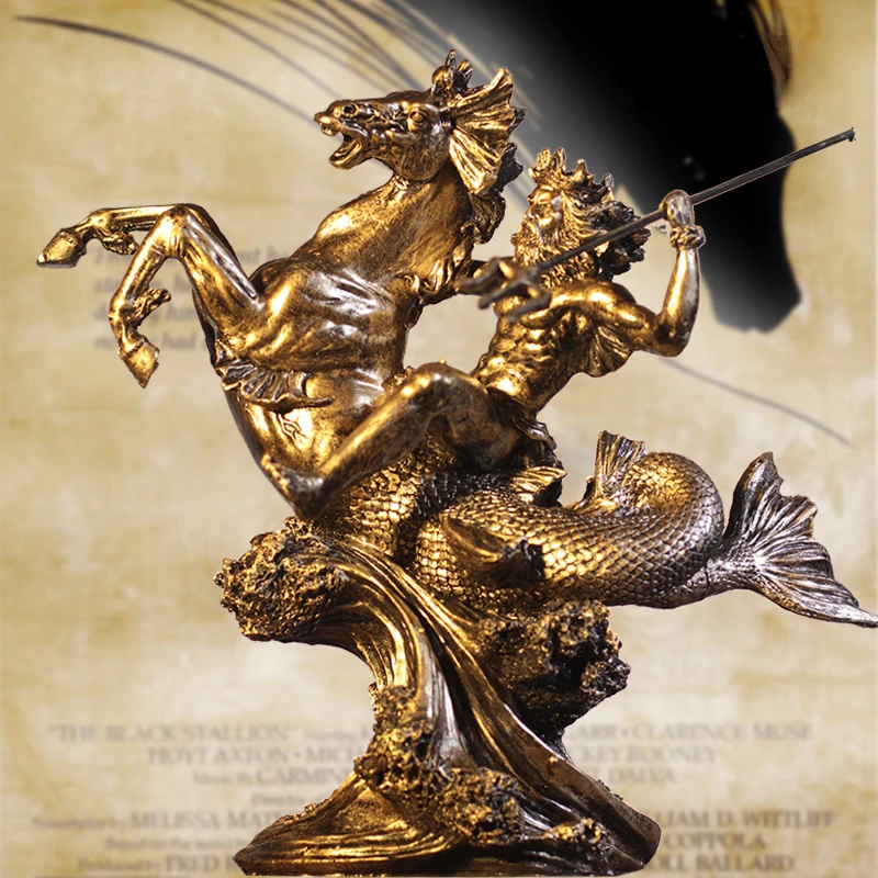 Retro Greek Mythology Warrior Crafts Character Sculpture Sea God ...
