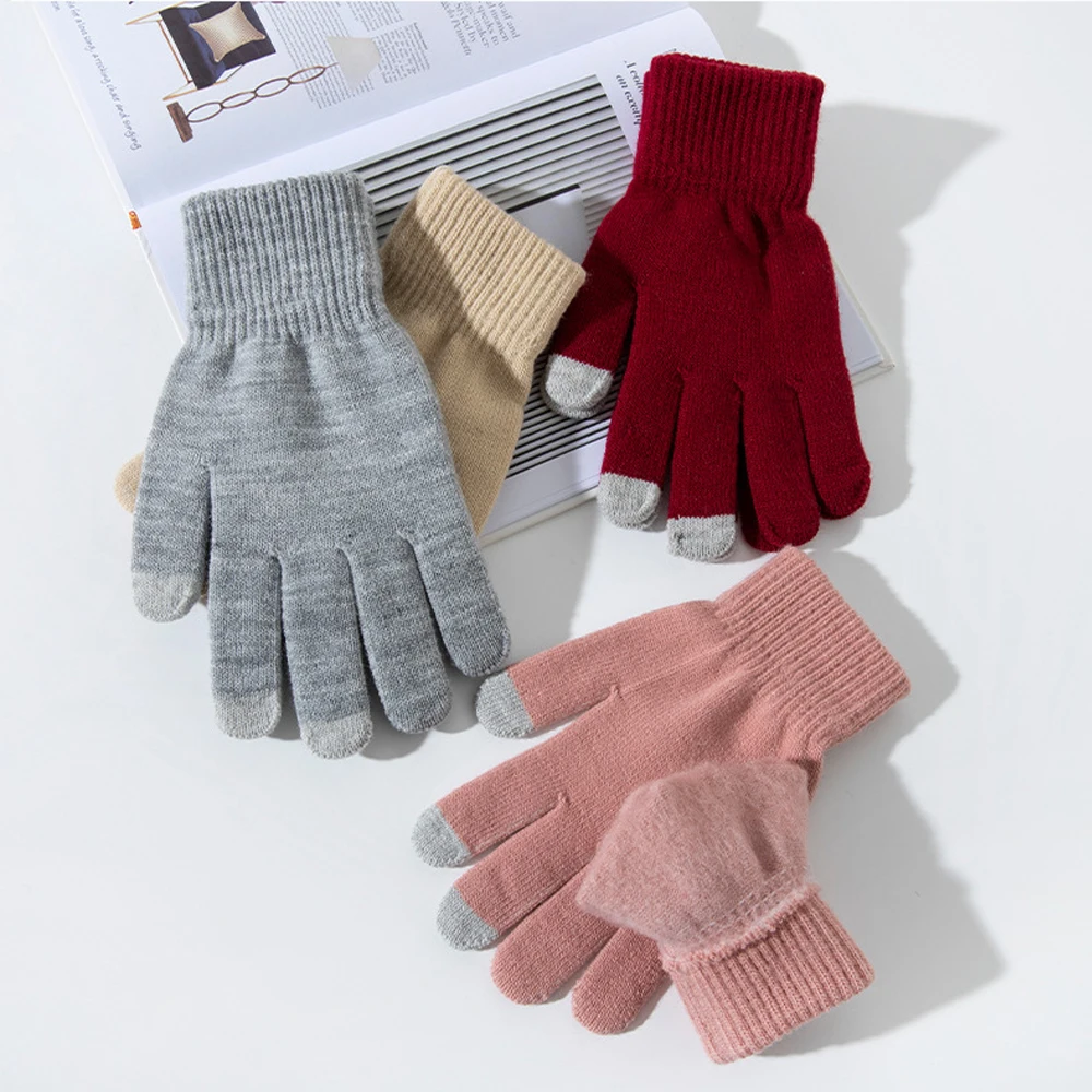 New-Winter-Knit-Gloves-Unisex-Touch-Screen-Gloves-Couple-Full-Finger ...