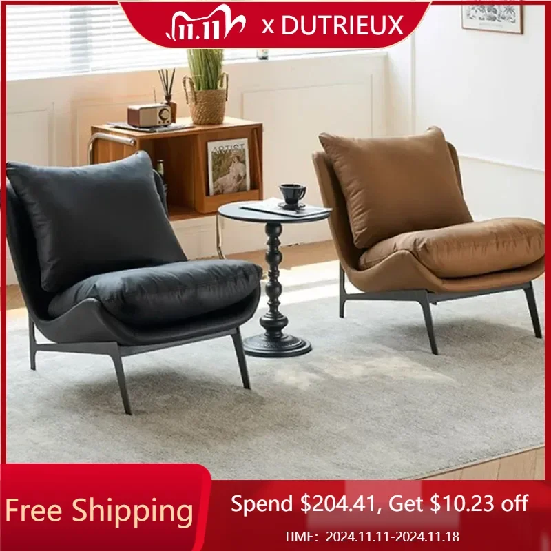 Brown-Recliner-Cusion-Chair-Luxury-Leather-Italian-Comfy-Modern-Puffs ...