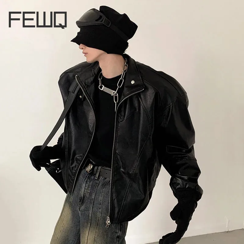 FEWQ-chaqueta-de-cuero-para-motocicleta-para-hombre-abrigo-de-cuero-con ...