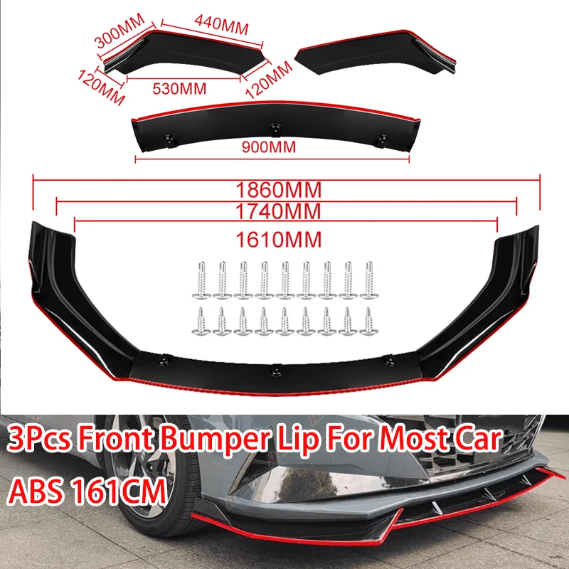 4PCS-Car-Front-Bumper-Lip-Chin-Diffuser-Spoiler-Body-Kit-Glossy-Black ...