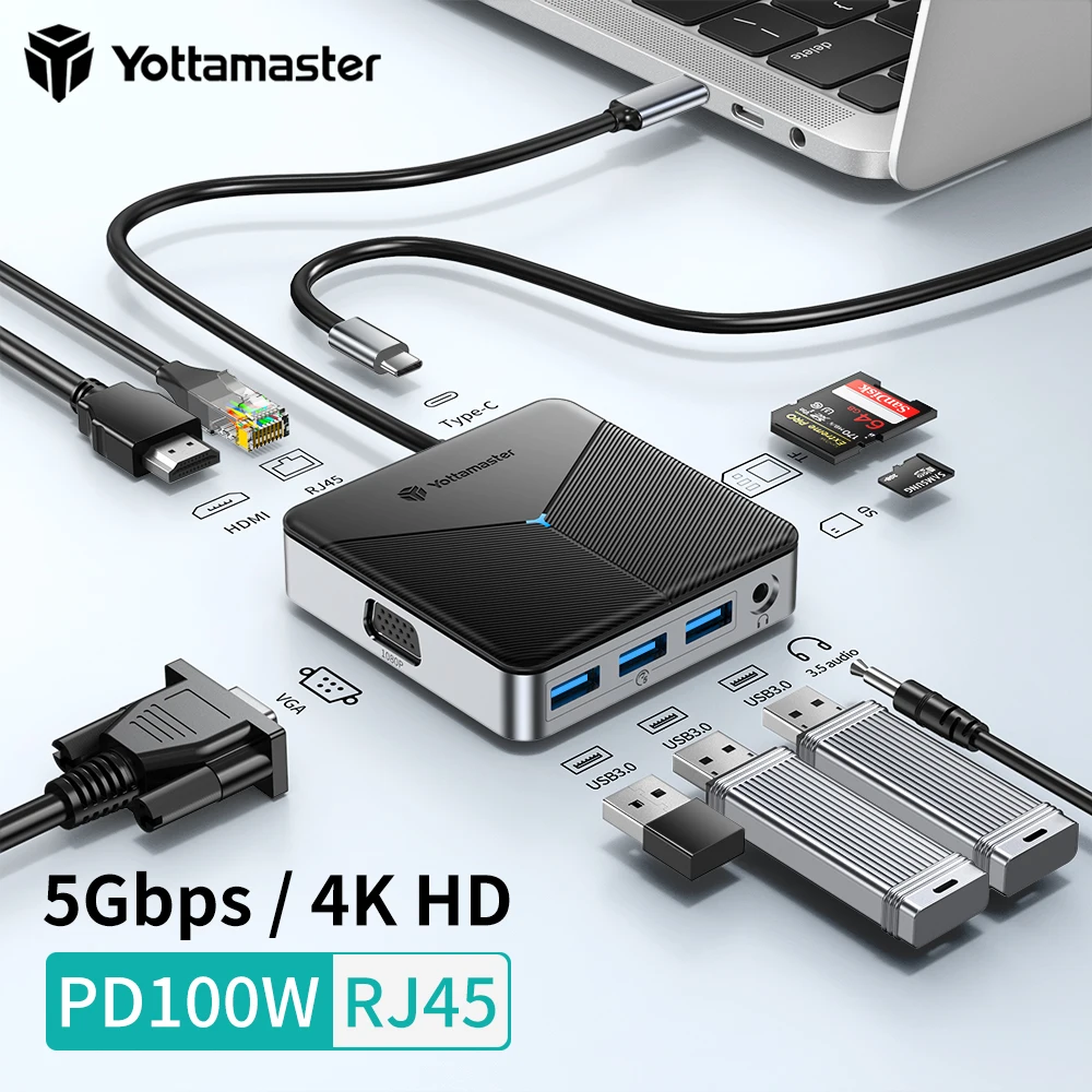 Yottamaster-USB-C-Docking-Station-Dual-Monitor-10in1-Triple-Display-USB ...
