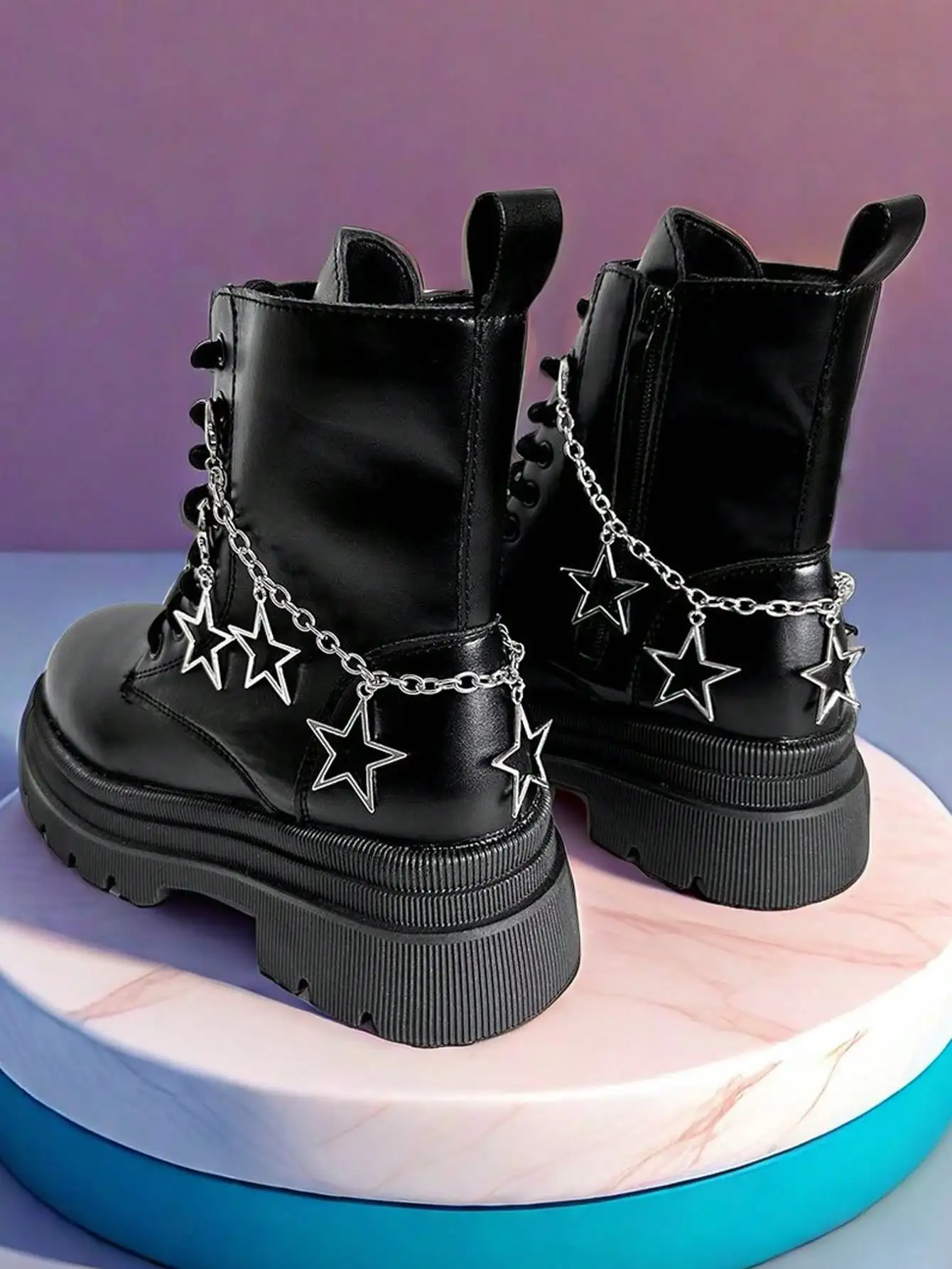 2 piezas de cadena de zapatos con colgante en forma de estrella hueca ...