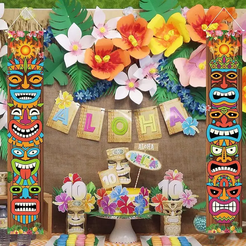 Tiki-Banner-Hawaiian-Happy-Luau-Party-Decoration-Tiki-Porch-Sign-Party ...