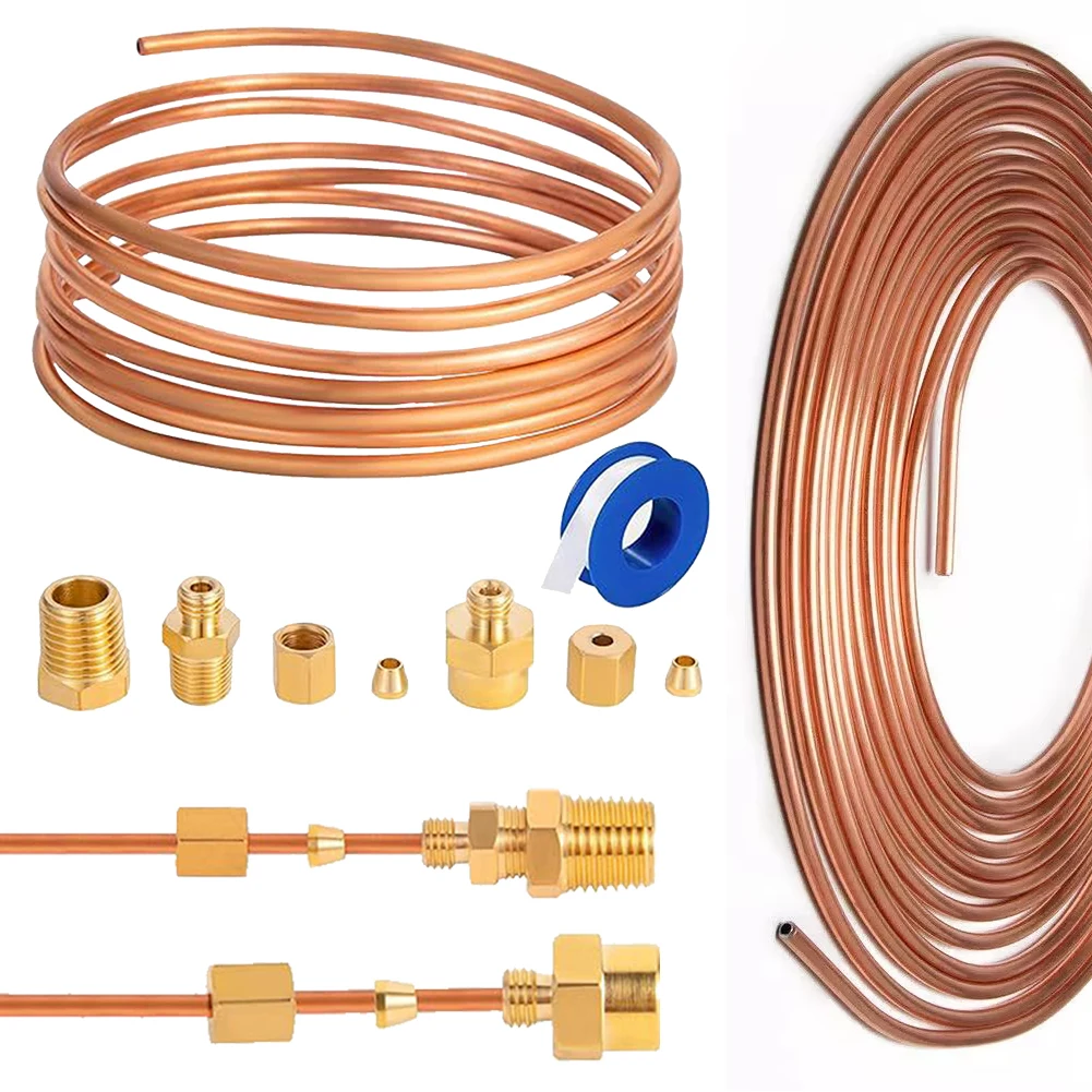72 Inch Set of Copper Tube and Threaded Parts Copper Oil Pressure Line ...