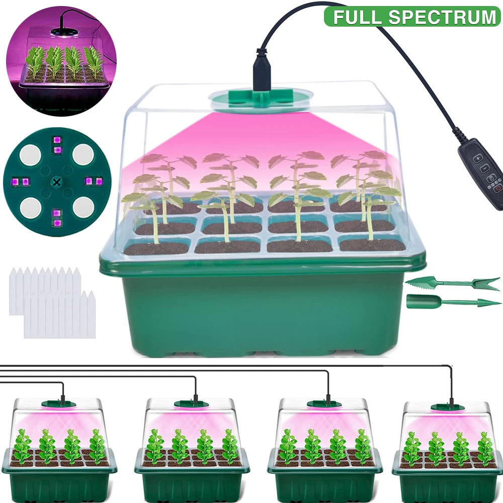Full-Spectrum-LED-Grow-Lights-with-Seedling-Trays-Plant-Seed-Starter ...