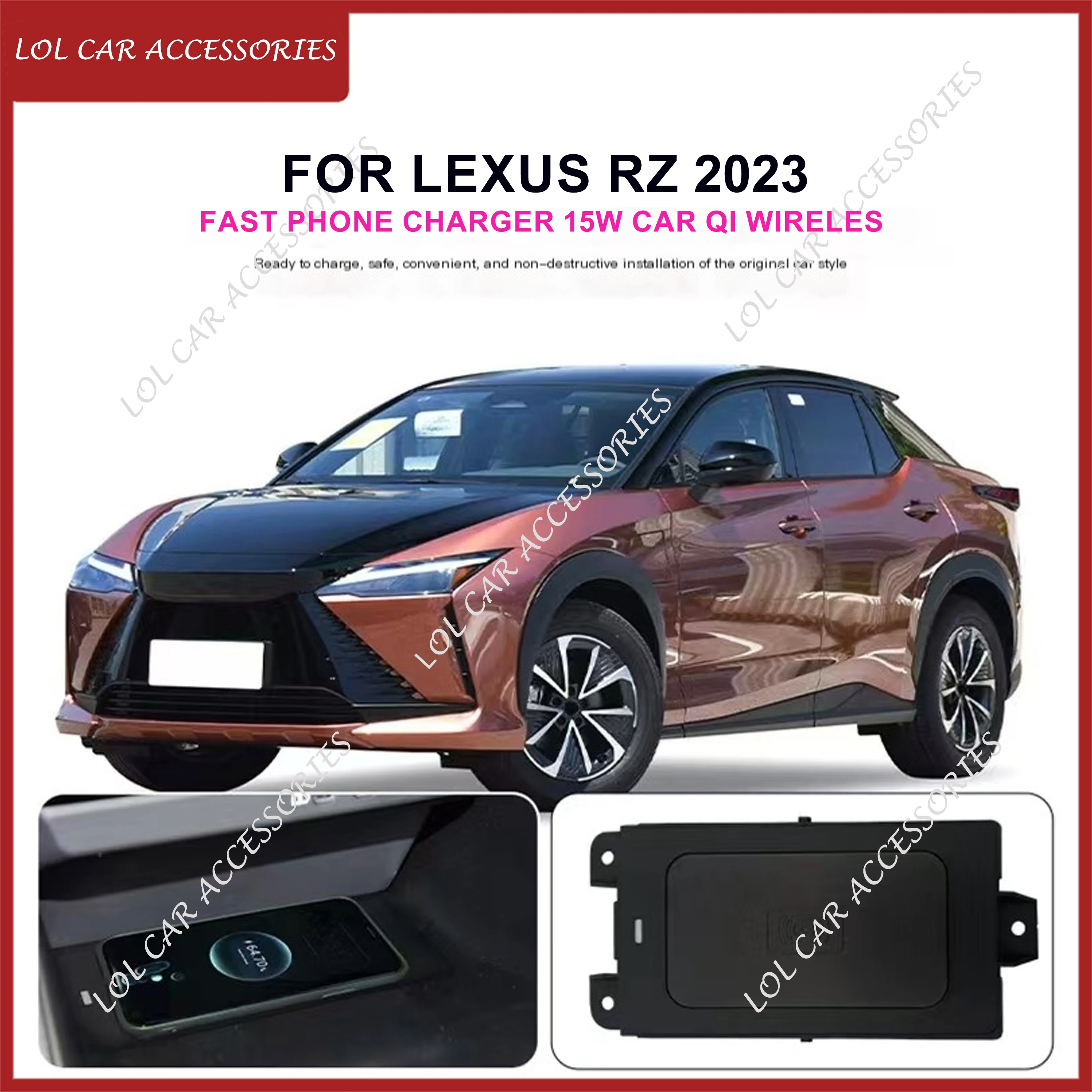 15W Car QI Wireless Charging Panel For LEXUS RZ 2023 Fast Phone Charger ...