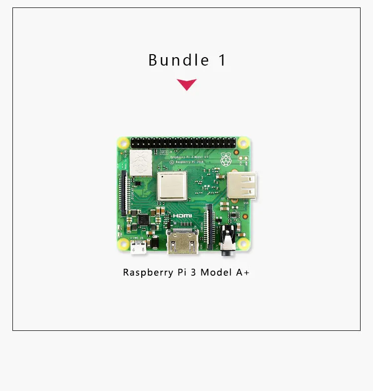 RPI 3ap Bundle 3 - Raspberry Pi 3 Modèle A + Plus 4 Cœurs, Cpu, 512 Mo ...