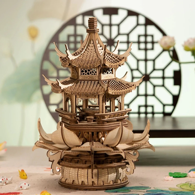 DIY-Wooden-Model-Building-Kits-Pavilion-in-Lotus-Breezes-Creative ...