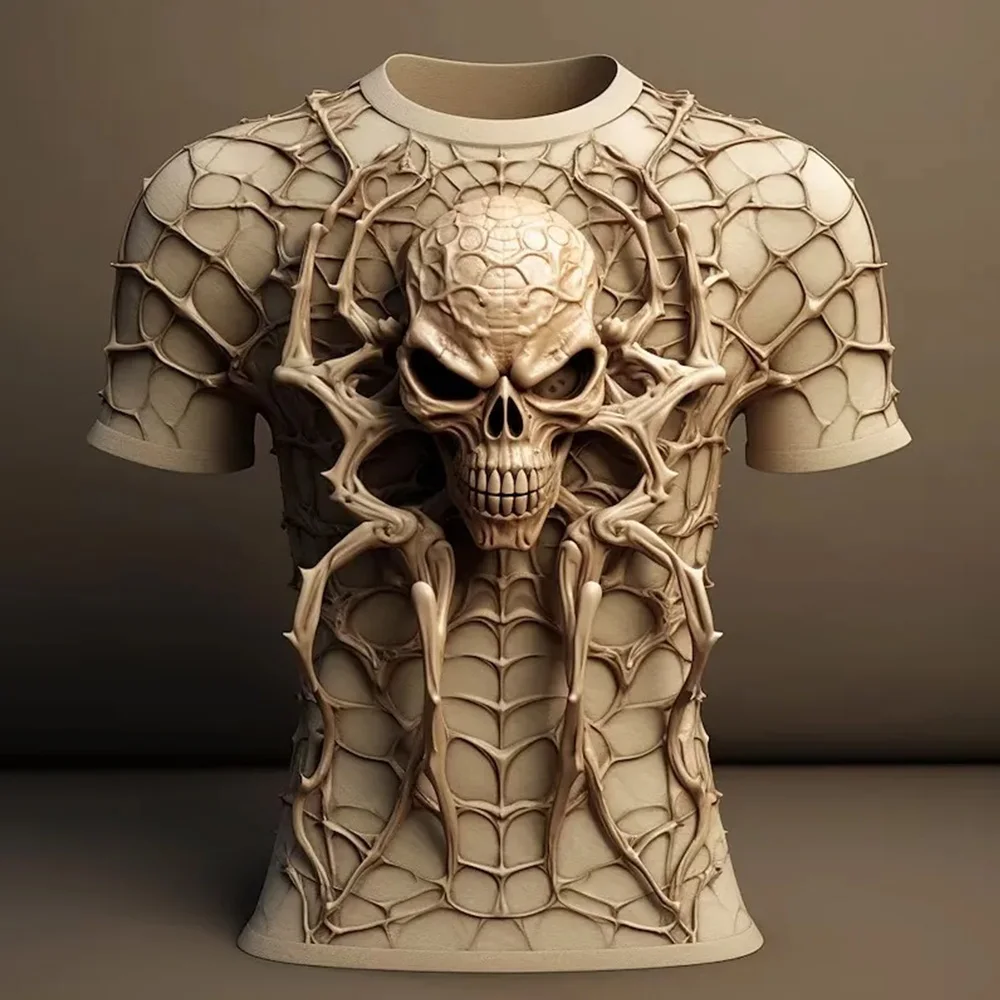Camiseta-de-calavera-con-estampado-de-ara-a-en-3d-para-hombre-top-de ...
