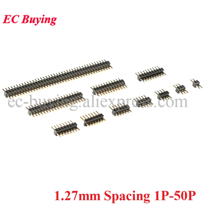 10pcs/lot 1.27mm 1.27 Pin Header Single Row Male Breakaway PCB Board Strip Connector Pinheader ...