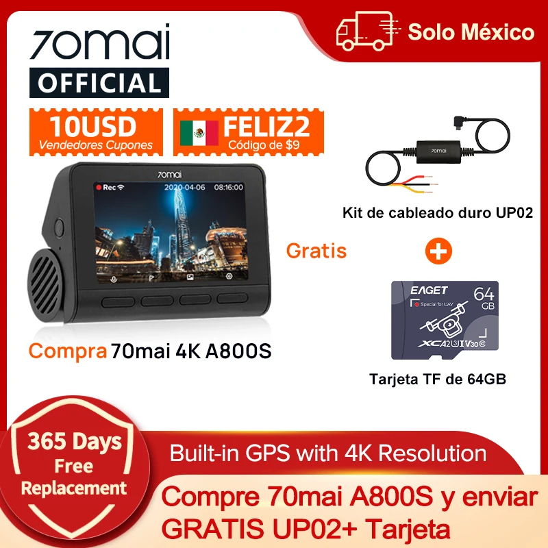 70mai-Dash-Cam-com-GPS-embutido-ADAS-140-FOV-DVR-automotivo-monitor-de ...