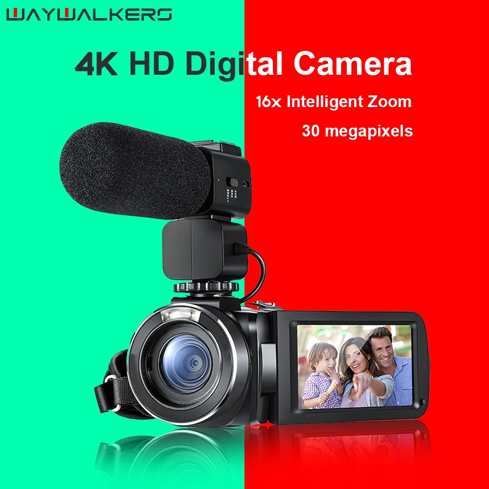 WAYWALKERS AE8 4K Ultra HD Digital Video Camera 30MP WiFi DV Camcorder ...
