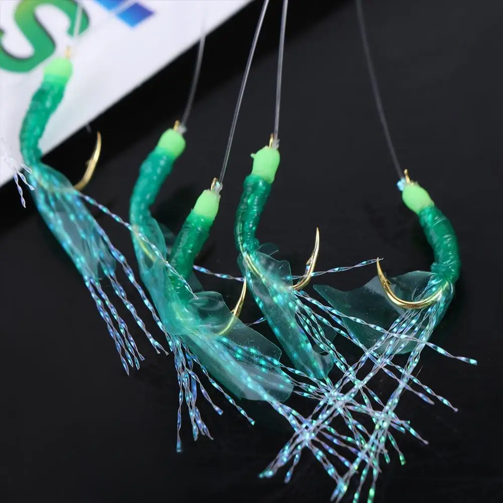 Fishing Lures Rubber Green Rubber Lures Golden Hook Sabiki Sea Fishing ...