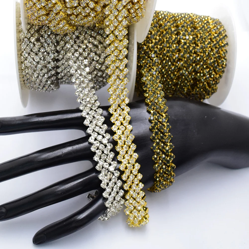 1/5/10 Yard multicolor Multi Row Sparkling Glass Crystal Rhinestone ...