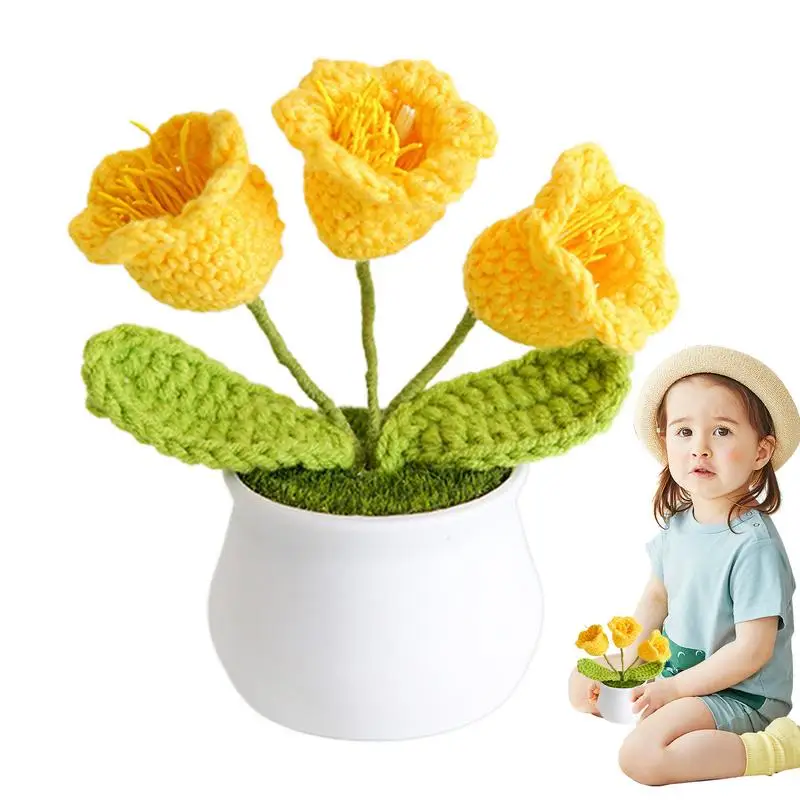 Crochet-Flower-Bouquet-Handwoven-Wool-Vivid-Crocheted-Flowers-Creative ...