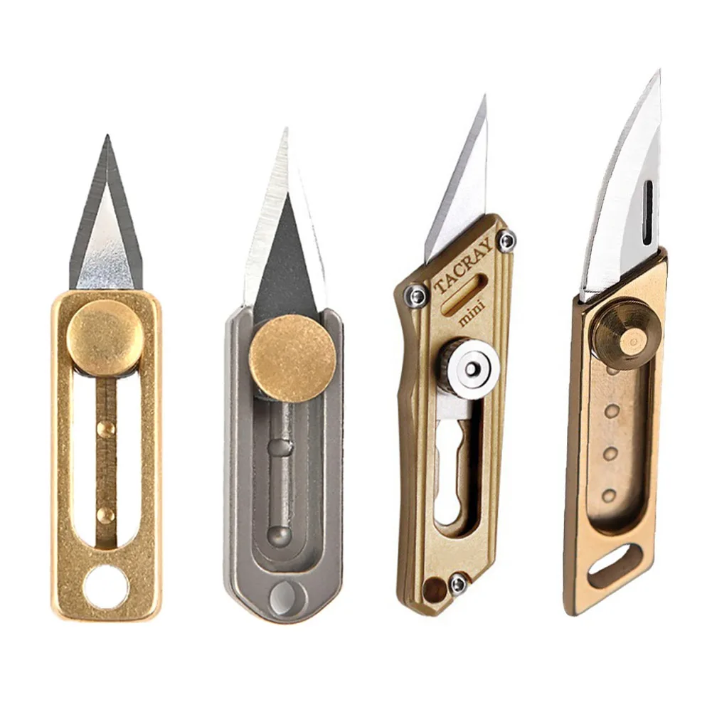 Titanium-Alloy-Brass-Mini-Push-Knife-EDC-Push-Pocket-Knife-Keychain ...
