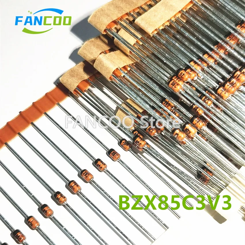 100PCS BZX85C2V7 2.7V BZX85C3V0 3V BZX85C3V3 3.3V BZX85C3V6 3.6V ...