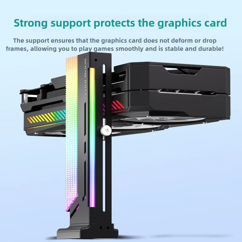 COOLMOON GH2 Vertical GPU Holder Bracket with ARGB Rainbow Lighting Adjustable Graphics Card ...