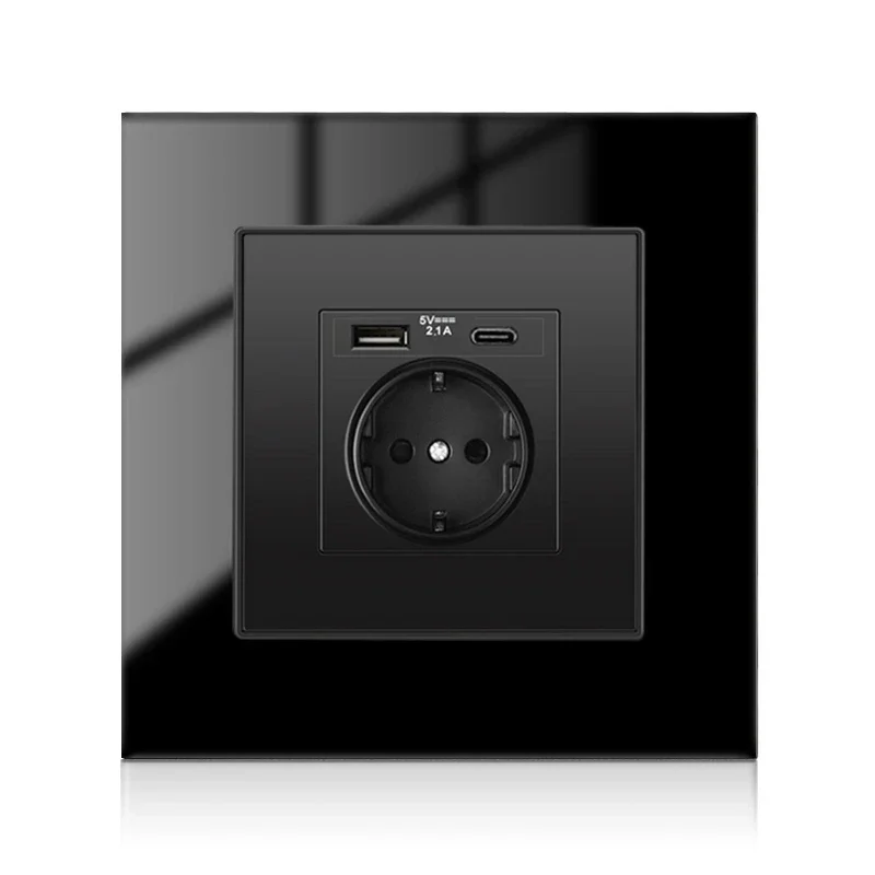 86-Type-European-Wall-Power-Supply-USB-TypeC-Socket-Panel-German-Socket ...
