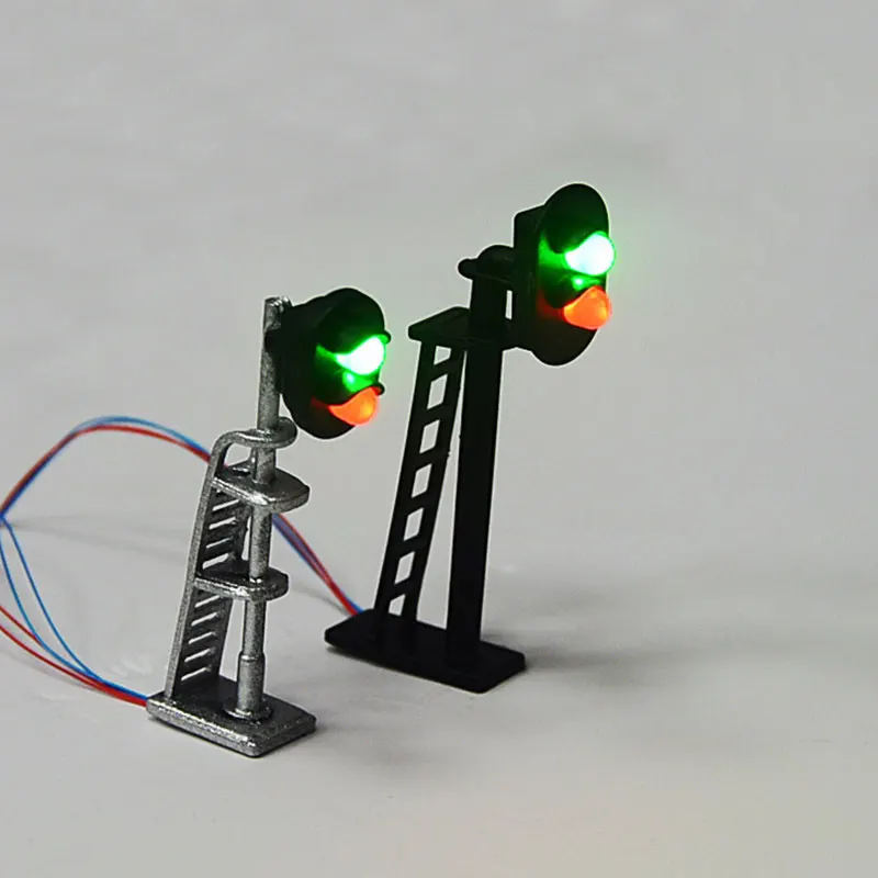 1-87-HO-Scale-Two-Lights-Railway-Signal-Light-Model-Train-Track-Scene ...