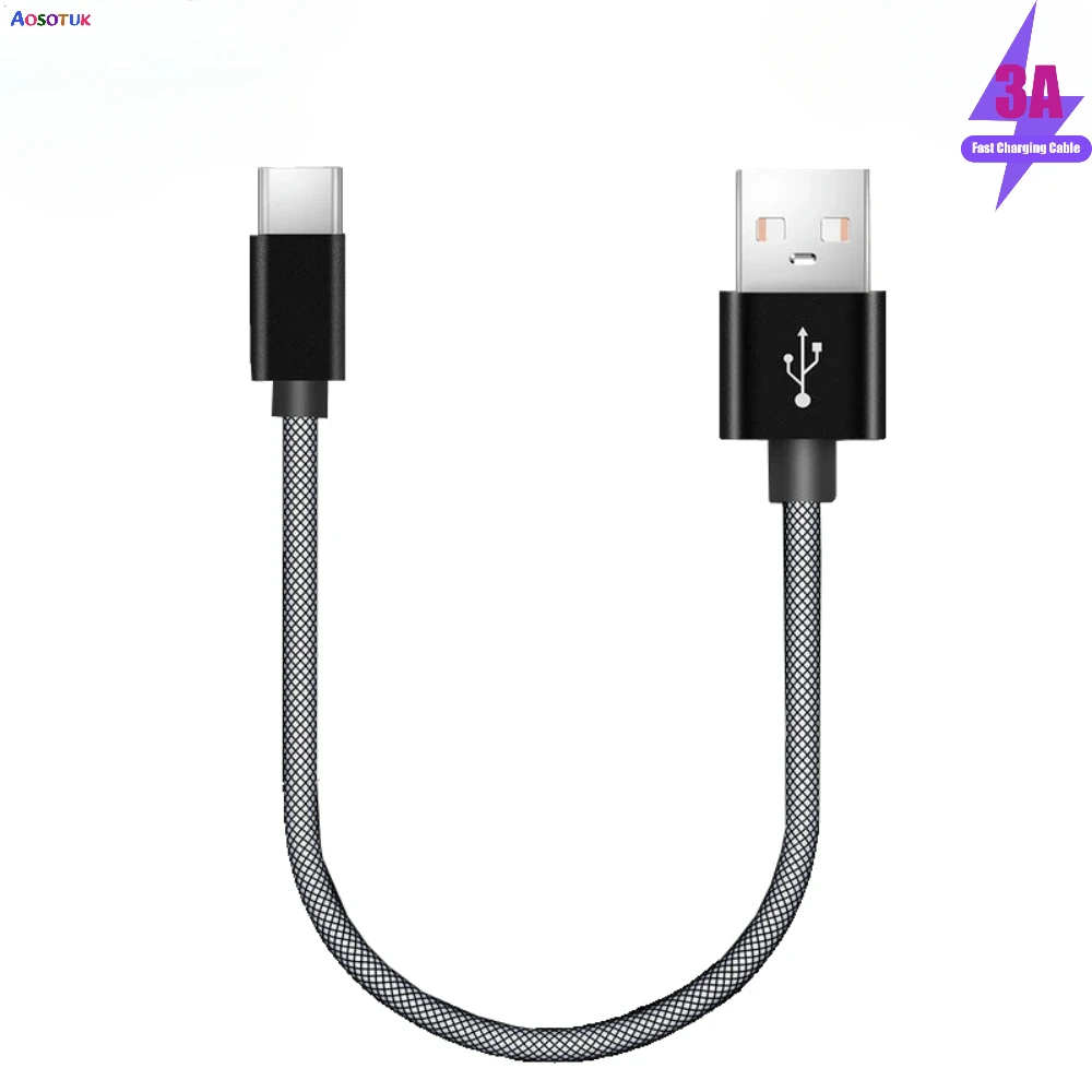 Type-C-Micro-USB-Cable-20cm-3A-Short-Fast-Charging-For-iOS-Samsung ...
