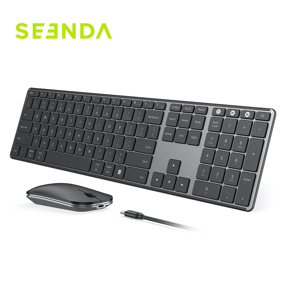 Seenda-Keyboard-dan-Mouse-Bluetooth-nirkabel-Kombo-multi-perangkat ...